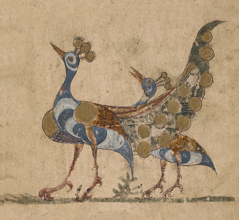 Two Peacocks. Medieval Arabic Painting Art Print - Opium of the Poets